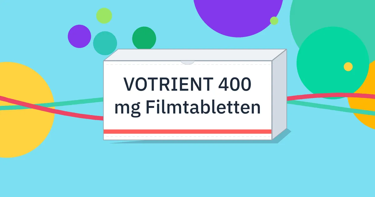 Symbolbild: Packung mit der Aufschrift VOTRIENT 400 mg Filmtabletten (PZN 10353395) – Verfügbarkeit und Bezug in Apotheken in Frankfurt am Main
