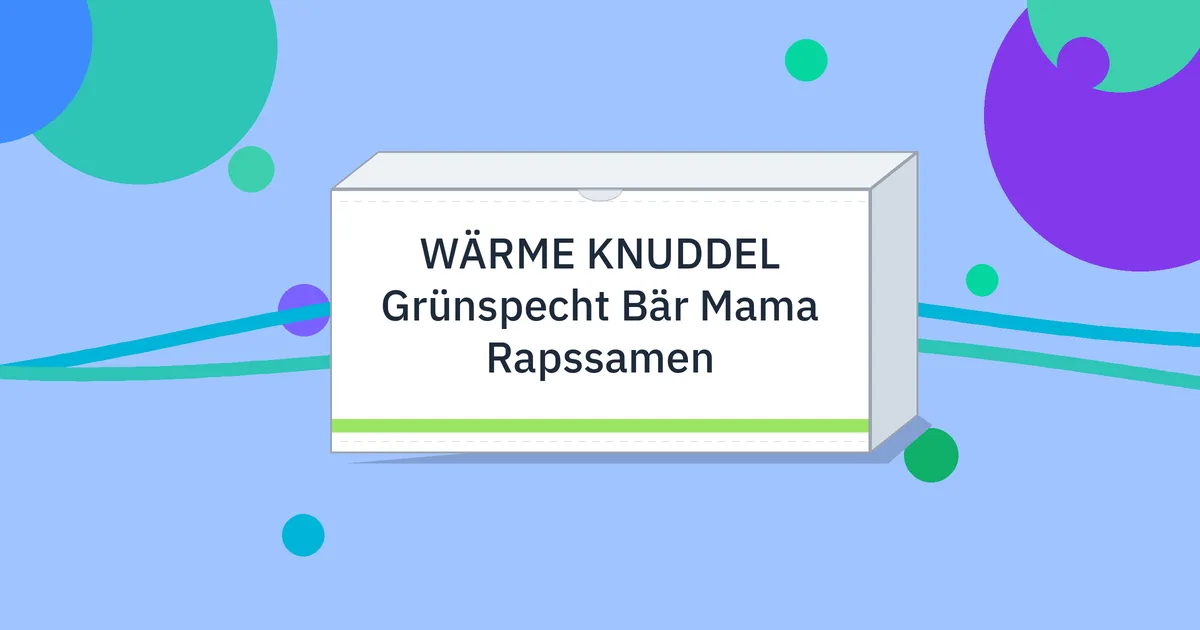 Symbolbild: Packung mit der Aufschrift WÄRME KNUDDEL Grünspecht Bär Mama Rapssamen (PZN 12608681) – Verfügbarkeit und Bezug in Apotheken in Frankfurt am Main