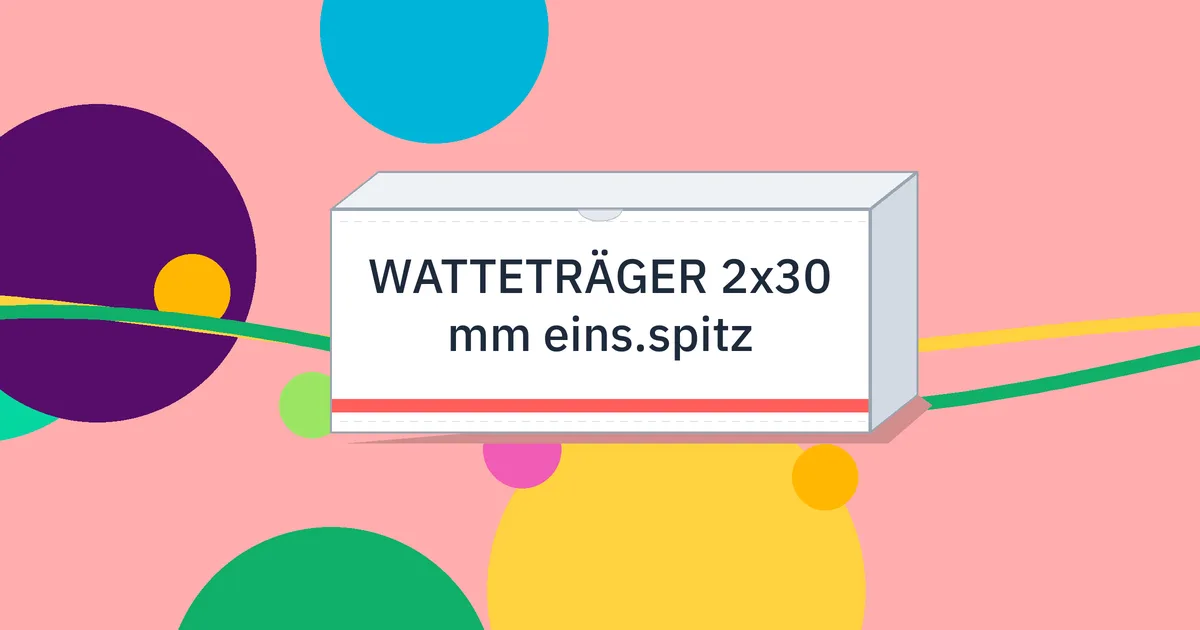 Symbolbild: Packung mit der Aufschrift WATTETRÄGER 2x30 mm eins.spitz (PZN 02446622) – Verfügbarkeit und Bezug in Apotheken in Frankfurt am Main