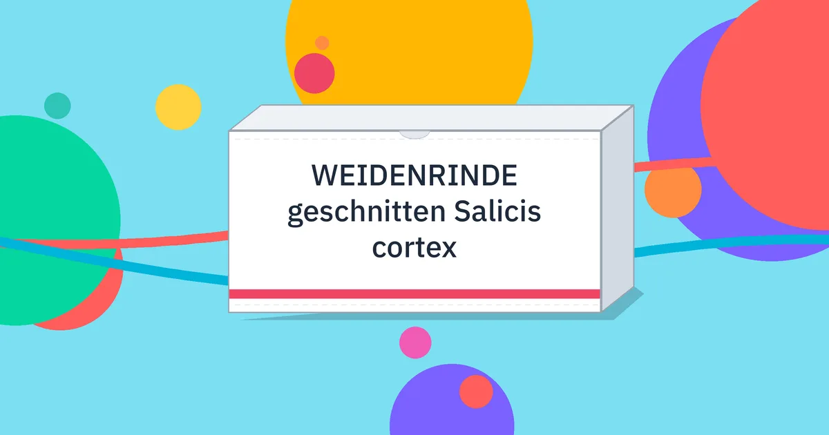 Symbolbild: Packung mit der Aufschrift WEIDENRINDE geschnitten Salicis cortex (PZN 20954026) – Verfügbarkeit und Bezug in Apotheken in Frankfurt am Main