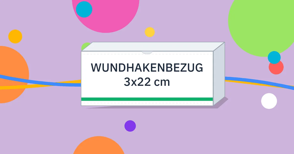 Symbolbild: Packung mit der Aufschrift WUNDHAKENBEZUG 3x22 cm (PZN 03055912) – Verfügbarkeit und Bezug in Apotheken in Frankfurt am Main