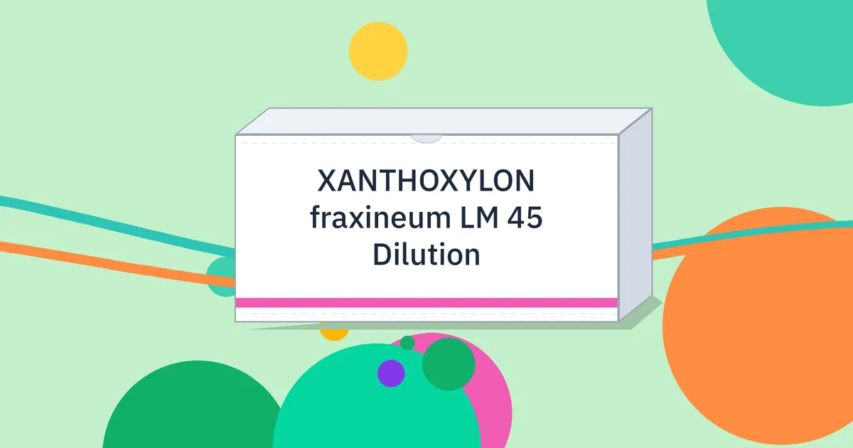Symbolbild: Packung mit der Aufschrift XANTHOXYLON fraxineum LM 45 Dilution (PZN 13784612) – Verfügbarkeit und Bezug in Apotheken in Frankfurt am Main