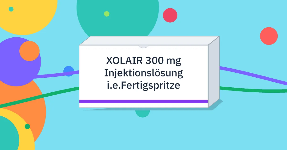 Symbolbild: Packung mit der Aufschrift XOLAIR 300 mg Injektionslösung i.e.Fertigspritze (PZN 19785630) – Verfügbarkeit und Bezug in Apotheken in Frankfurt am Main