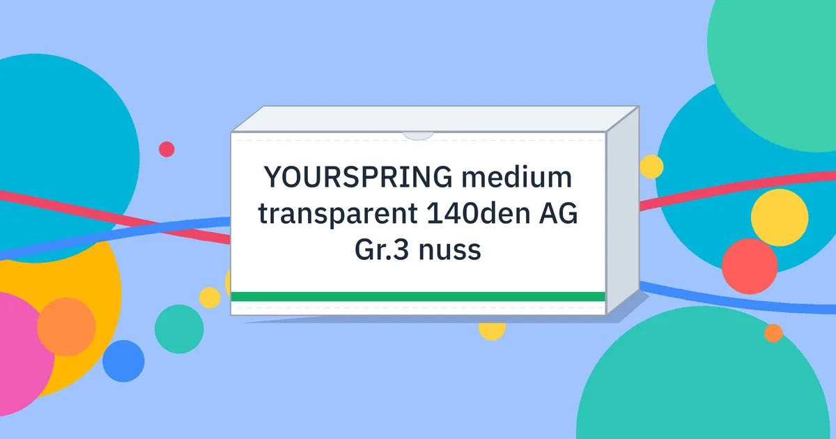 Symbolbild: Packung mit der Aufschrift YOURSPRING medium transparent 140den AG Gr.3 nuss (PZN 18057124) – Verfügbarkeit und Bezug in Apotheken in Frankfurt am Main