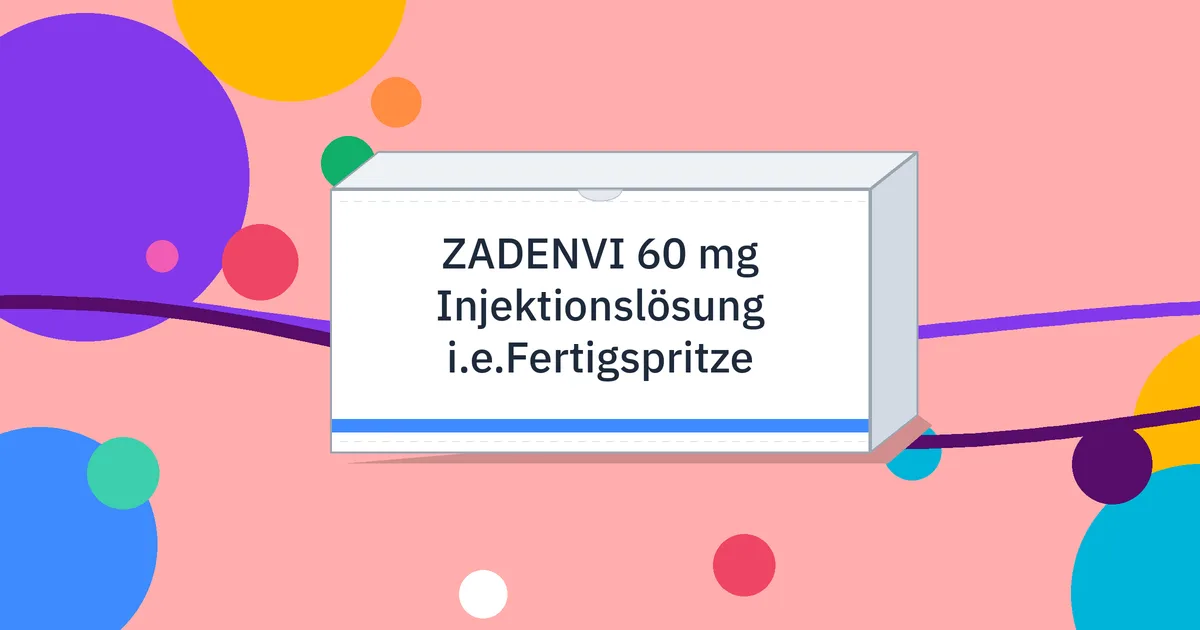 Symbolbild: Packung mit der Aufschrift ZADENVI 60 mg Injektionslösung i.e.Fertigspritze (PZN 19343352) – Verfügbarkeit und Bezug in Apotheken in Frankfurt am Main