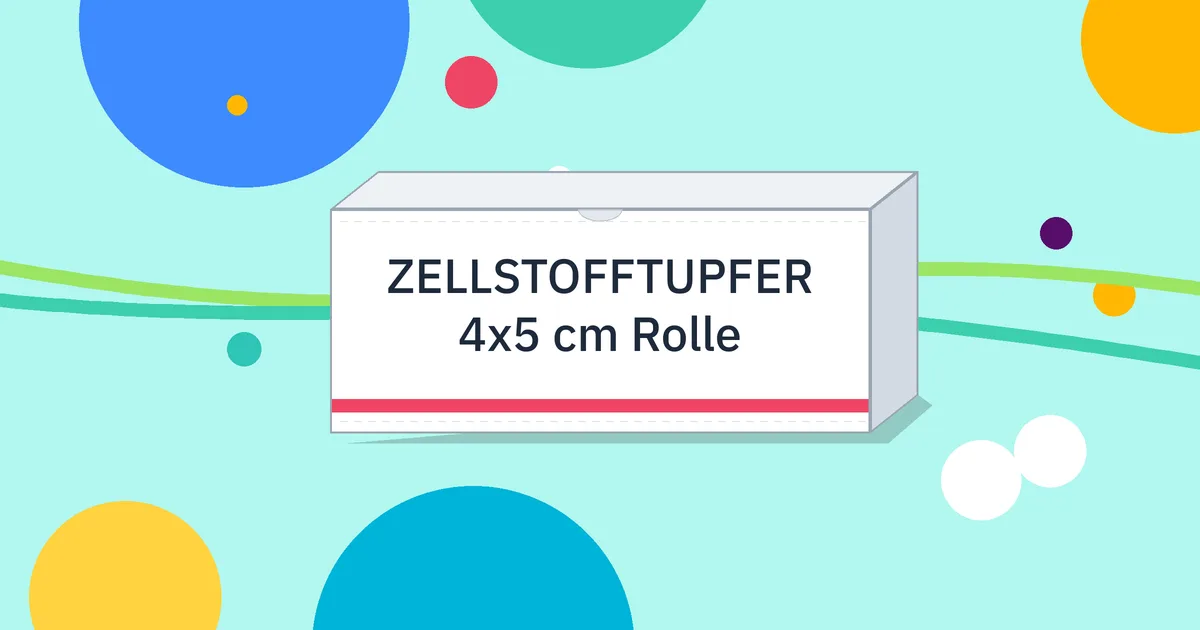 Symbolbild: Packung mit der Aufschrift ZELLSTOFFTUPFER 4x5 cm Rolle (PZN 07622644) – Verfügbarkeit und Bezug in Apotheken in Frankfurt am Main