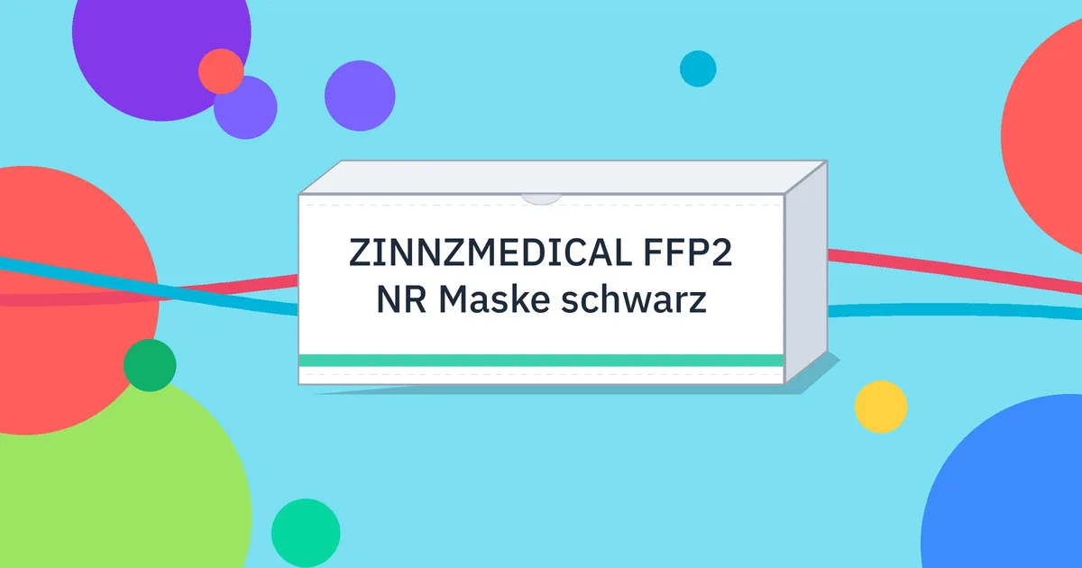 Symbolbild: Packung mit der Aufschrift ZINNZMEDICAL FFP2 NR Maske schwarz (PZN 18268996) – Verfügbarkeit und Bezug in Apotheken in Frankfurt am Main