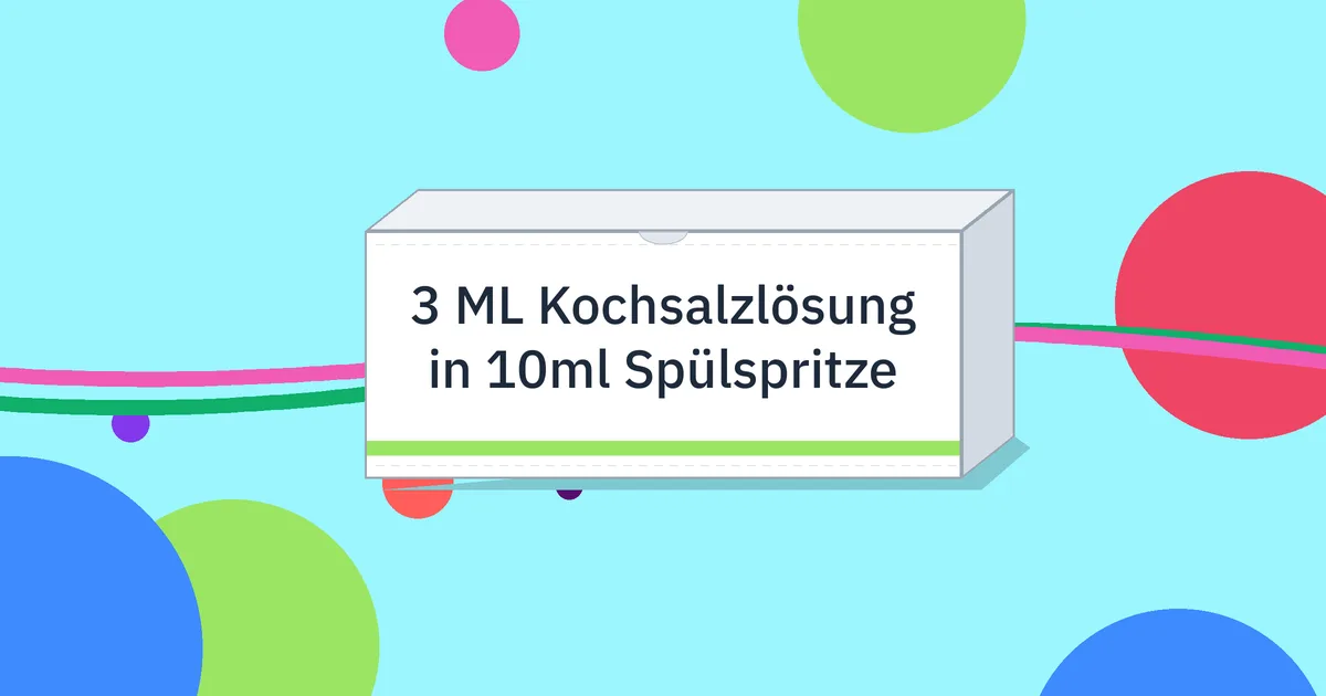 Symbolbild: Packung mit der Aufschrift 3 ML Kochsalzlösung in 10ml Spülspritze (PZN 19154881) – Verfügbarkeit und Bezug in Apotheken in Frankfurt am Main