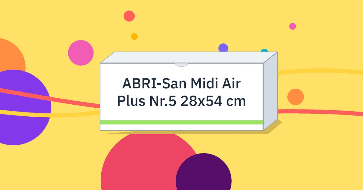 Symbolbild: Packung mit der Aufschrift ABRI-San Midi Air Plus Nr.5 28x54 cm (PZN 03560188) – Verfügbarkeit und Bezug in Apotheken in Frankfurt am Main