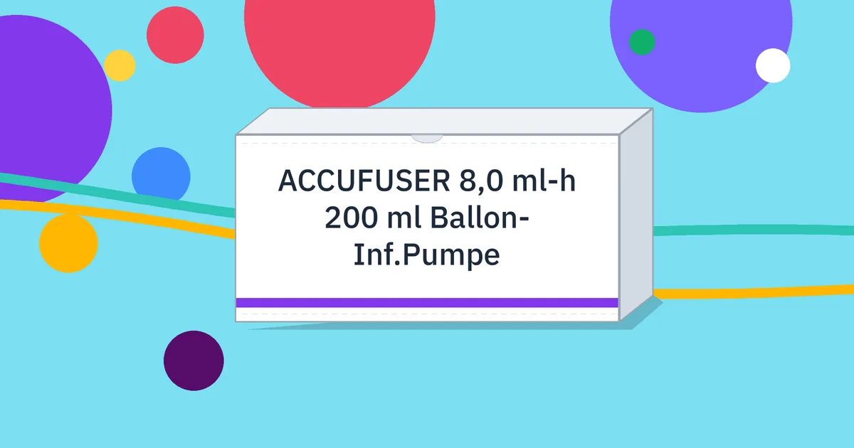 Symbolbild: Packung mit der Aufschrift ACCUFUSER 8,0 ml-h 200 ml Ballon-Inf.Pumpe (PZN 16876728) – Verfügbarkeit und Bezug in Apotheken in Frankfurt am Main