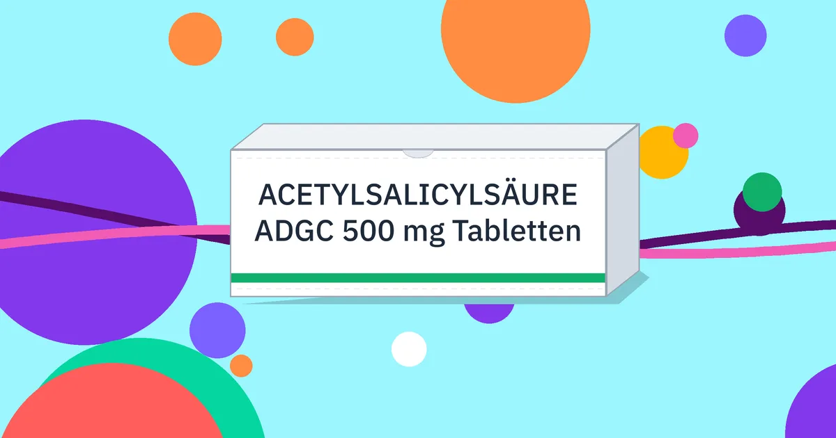 Symbolbild: Packung mit der Aufschrift ACETYLSALICYLSÄURE ADGC 500 mg Tabletten (PZN 17526433) – Verfügbarkeit und Bezug in Apotheken in Frankfurt am Main