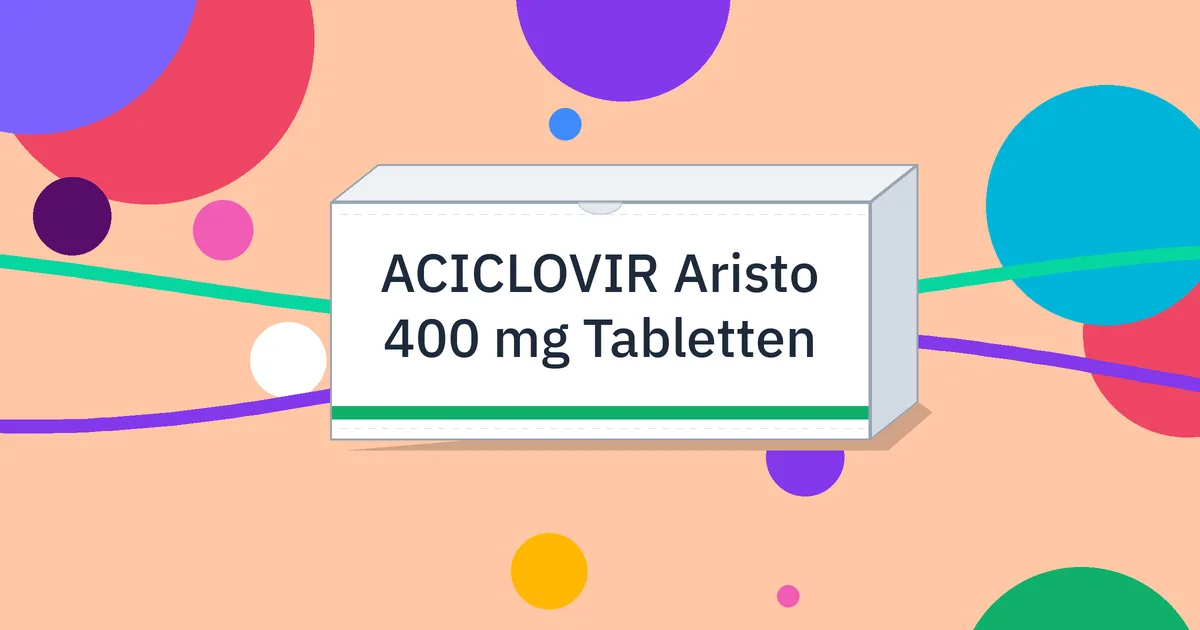 Symbolbild: Packung mit der Aufschrift ACICLOVIR Aristo 400 mg Tabletten (PZN 06434254) – Verfügbarkeit und Bezug in Apotheken in Frankfurt am Main