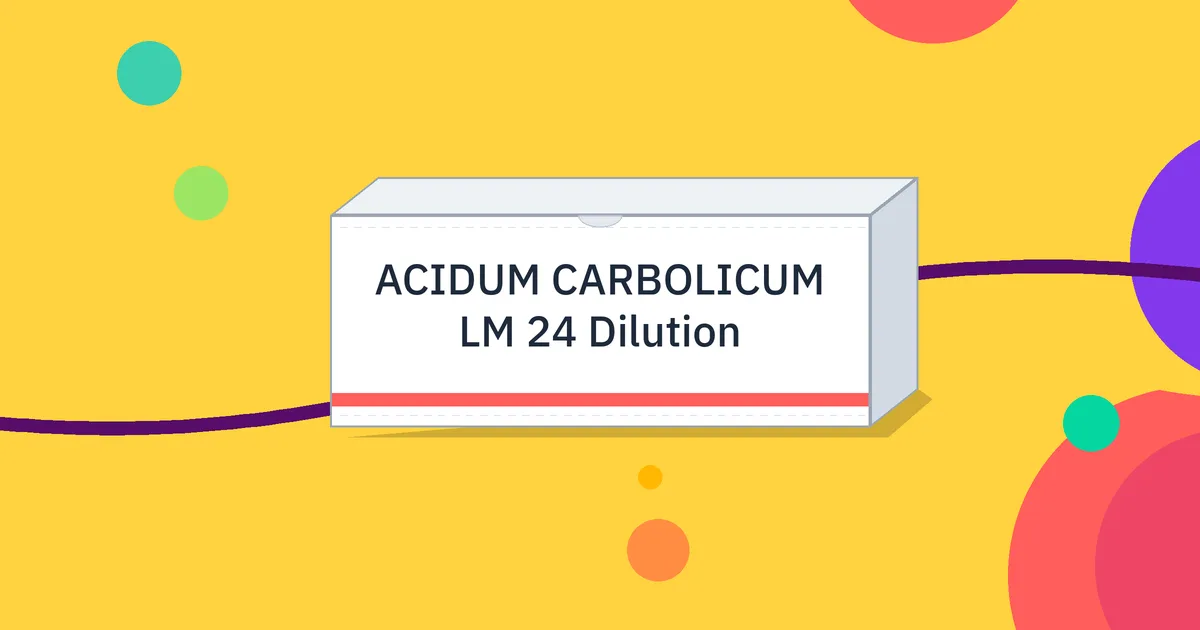 Symbolbild: Packung mit der Aufschrift ACIDUM CARBOLICUM LM 24 Dilution (PZN 13271918) – Verfügbarkeit und Bezug in Apotheken in Frankfurt am Main