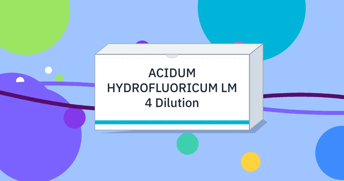 Symbolbild: Packung mit der Aufschrift ACIDUM HYDROFLUORICUM LM 4 Dilution (PZN 13500282) – Verfügbarkeit und Bezug in Apotheken in Frankfurt am Main