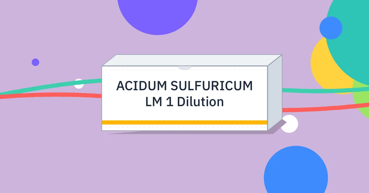 Symbolbild: Packung mit der Aufschrift ACIDUM SULFURICUM LM 1 Dilution (PZN 12753905) – Verfügbarkeit und Bezug in Apotheken in Frankfurt am Main