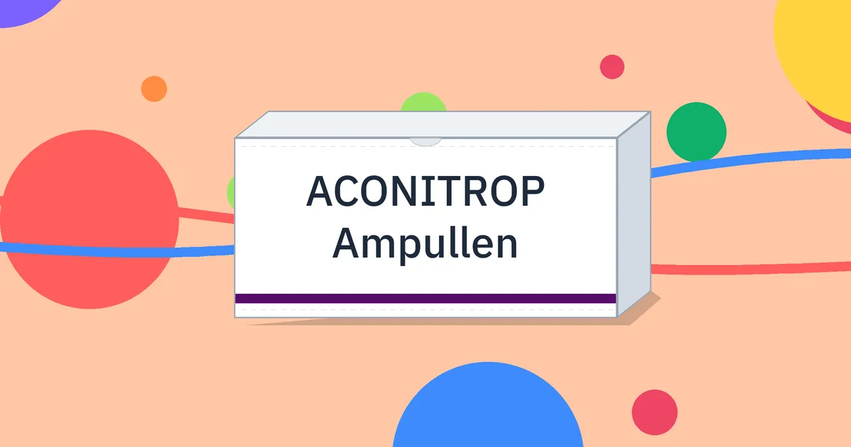 Symbolbild: Packung mit der Aufschrift ACONITROP Ampullen (PZN 04189307) – Verfügbarkeit und Bezug in Apotheken in Frankfurt am Main