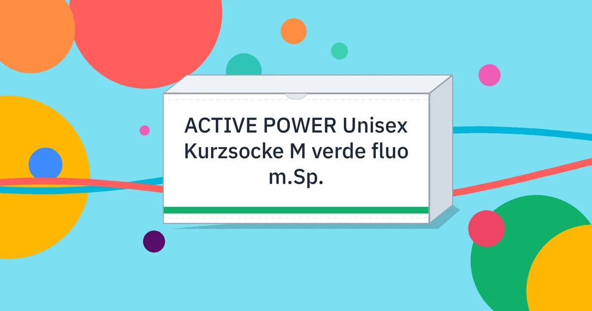 Symbolbild: Packung mit der Aufschrift ACTIVE POWER Unisex Kurzsocke M verde fluo m.Sp. (PZN 16194704) – Verfügbarkeit und Bezug in Apotheken in Frankfurt am Main