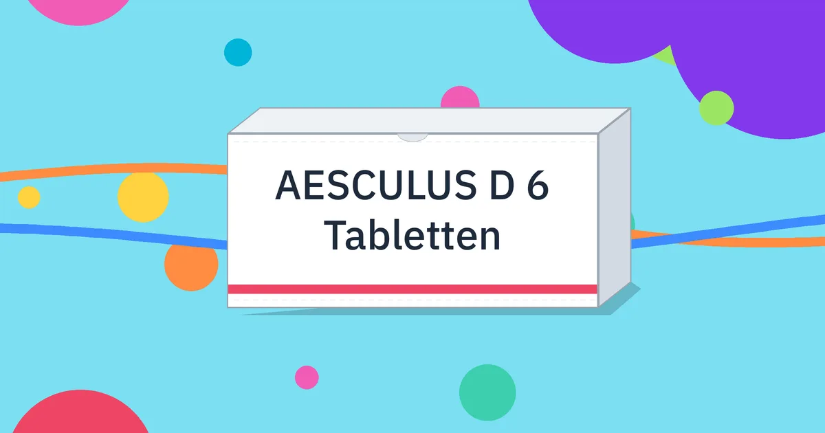 Symbolbild: Packung mit der Aufschrift AESCULUS D 6 Tabletten (PZN 02624437) – Verfügbarkeit und Bezug in Apotheken in Frankfurt am Main