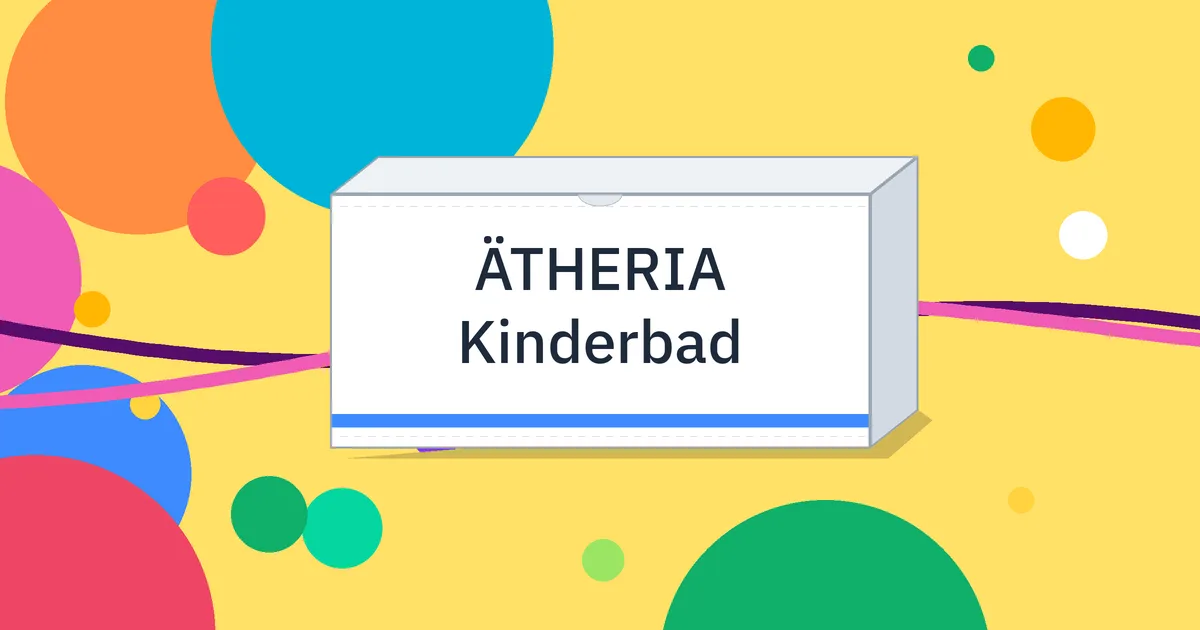 Symbolbild: Packung mit der Aufschrift ÄTHERIA Kinderbad (PZN 03109080) – Verfügbarkeit und Bezug in Apotheken in Frankfurt am Main