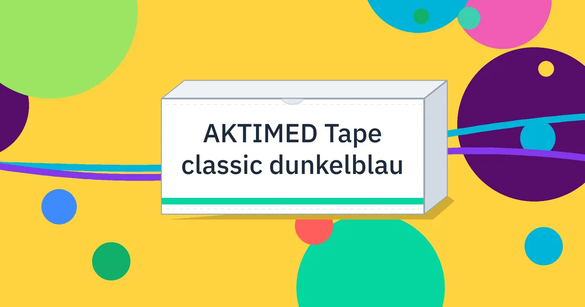 Symbolbild: Packung mit der Aufschrift AKTIMED Tape classic dunkelblau (PZN 13426060) – Verfügbarkeit und Bezug in Apotheken in Frankfurt am Main