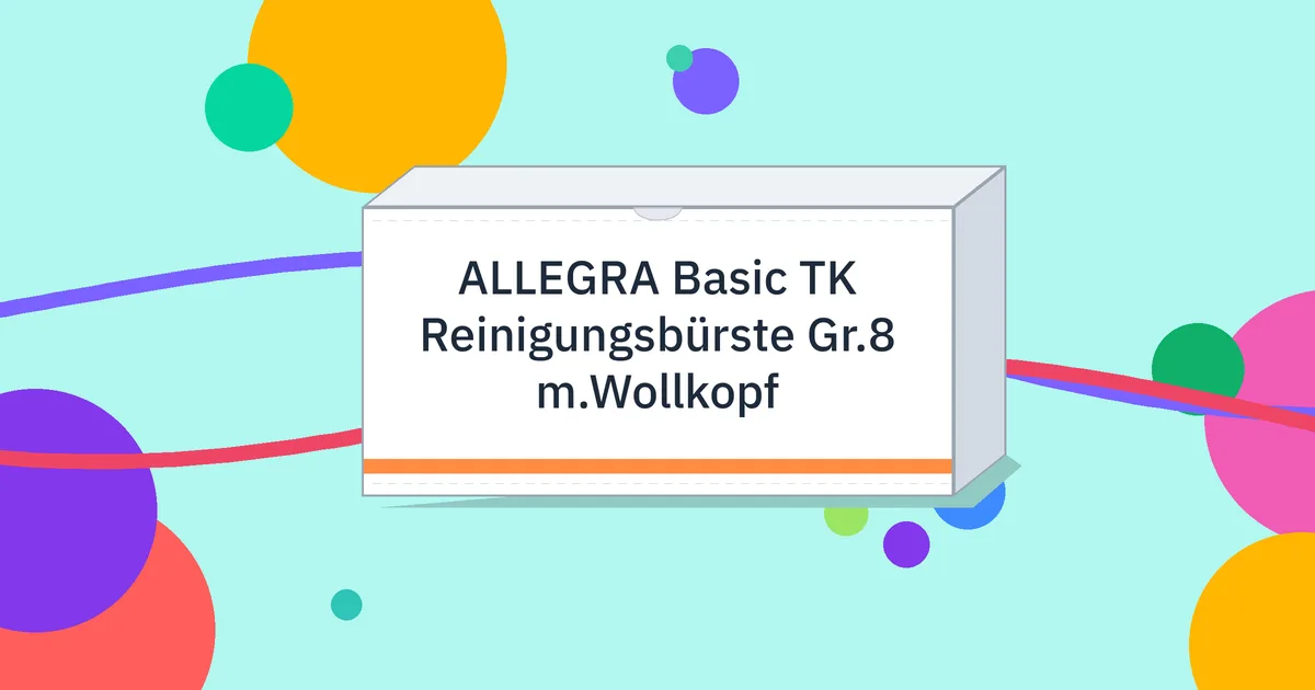 Symbolbild: Packung mit der Aufschrift ALLEGRA Basic TK Reinigungsbürste Gr.8 m.Wollkopf (PZN 18092652) – Verfügbarkeit und Bezug in Apotheken in Frankfurt am Main