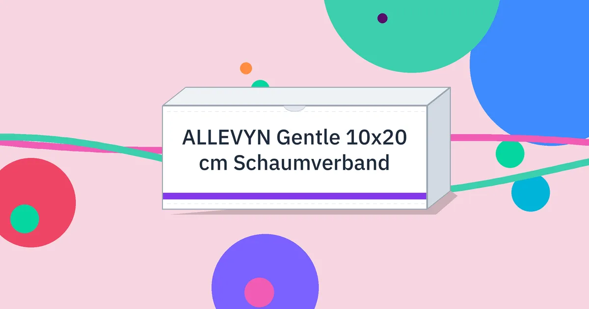 Symbolbild: Packung mit der Aufschrift ALLEVYN Gentle 10x20 cm Schaumverband (PZN 10274879) – Verfügbarkeit und Bezug in Apotheken in Frankfurt am Main