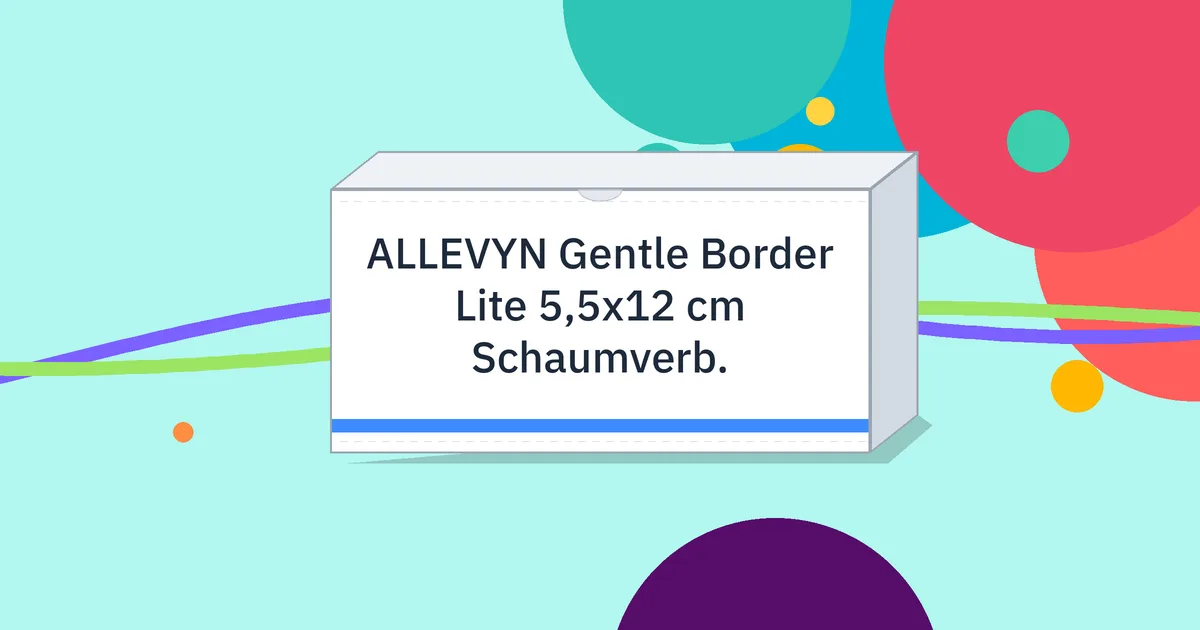 Symbolbild: Packung mit der Aufschrift ALLEVYN Gentle Border Lite 5,5x12 cm Schaumverb. (PZN 09431233) – Verfügbarkeit und Bezug in Apotheken in Frankfurt am Main