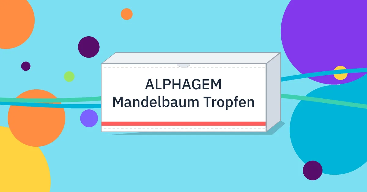 Symbolbild: Packung mit der Aufschrift ALPHAGEM Mandelbaum Tropfen (PZN 20297002) – Verfügbarkeit und Bezug in Apotheken in Frankfurt am Main
