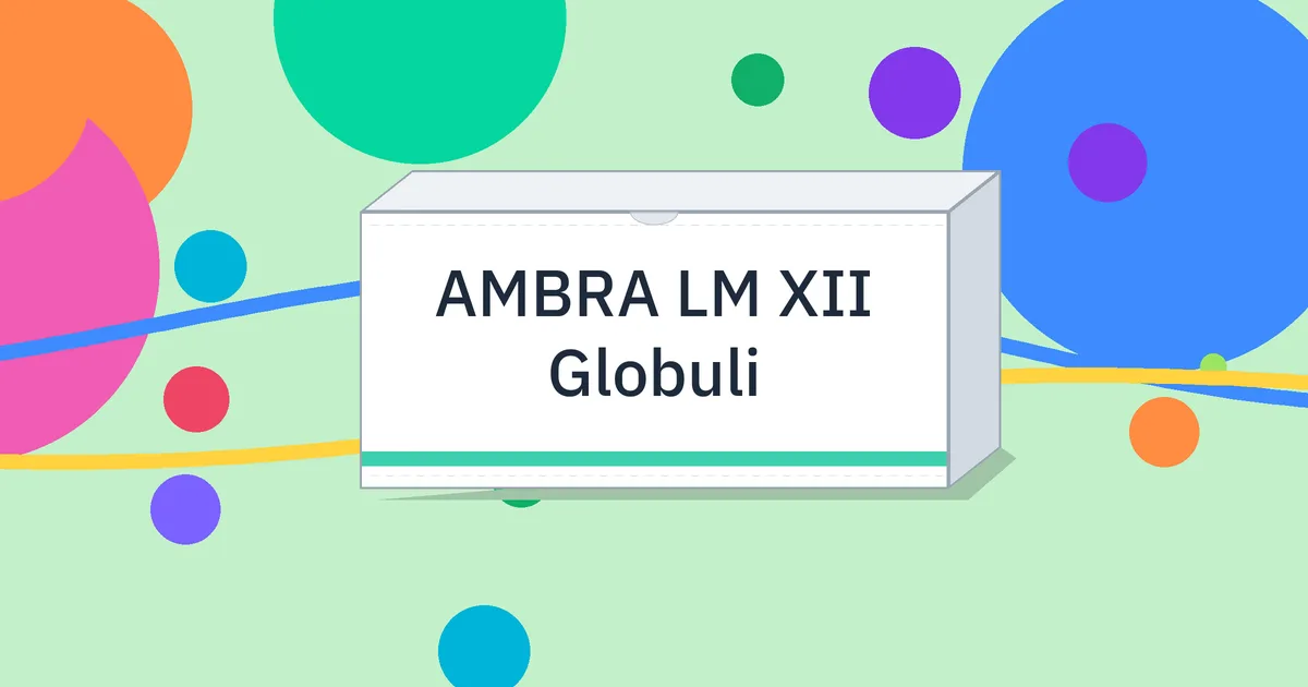 Symbolbild: Packung mit der Aufschrift AMBRA LM XII Globuli (PZN 02676612) – Verfügbarkeit und Bezug in Apotheken in Frankfurt am Main
