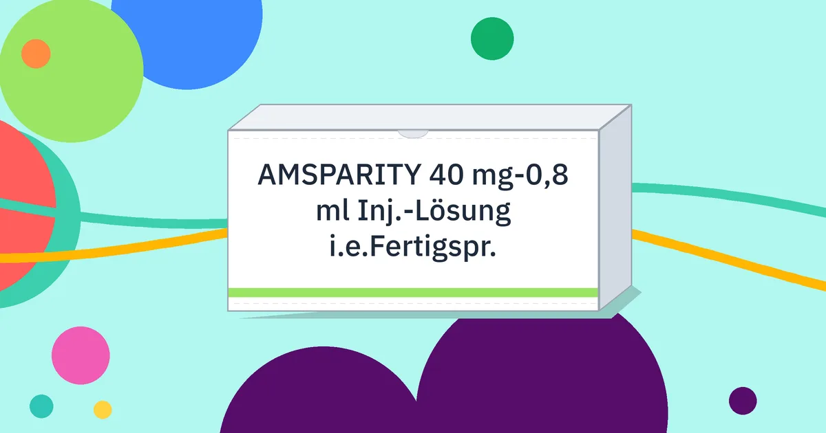 Symbolbild: Packung mit der Aufschrift AMSPARITY 40 mg-0,8 ml Inj.-Lösung i.e.Fertigspr. (PZN 19518188) – Verfügbarkeit und Bezug in Apotheken in Frankfurt am Main