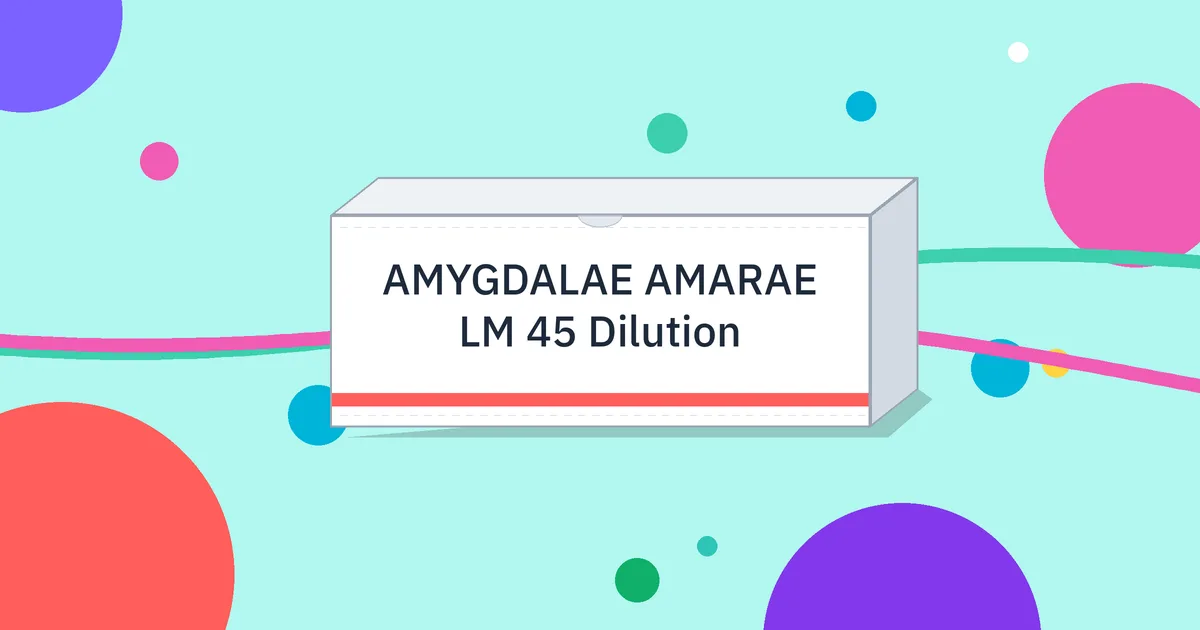 Symbolbild: Packung mit der Aufschrift AMYGDALAE AMARAE LM 45 Dilution (PZN 13325815) – Verfügbarkeit und Bezug in Apotheken in Frankfurt am Main