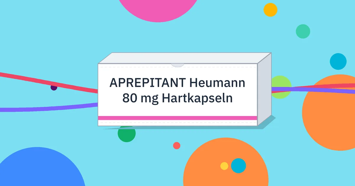 Symbolbild: Packung mit der Aufschrift APREPITANT Heumann 80 mg Hartkapseln (PZN 14131645) – Verfügbarkeit und Bezug in Apotheken in Frankfurt am Main