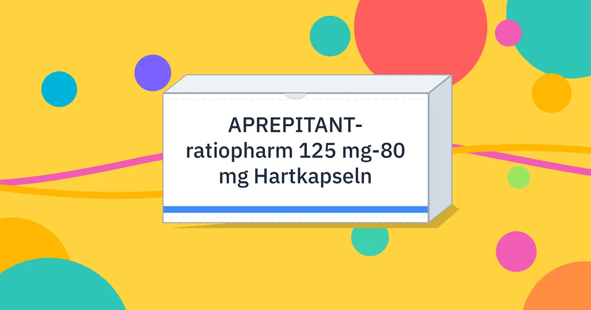 Symbolbild: Packung mit der Aufschrift APREPITANT-ratiopharm 125 mg-80 mg Hartkapseln (PZN 14261715) – Verfügbarkeit und Bezug in Apotheken in Frankfurt am Main