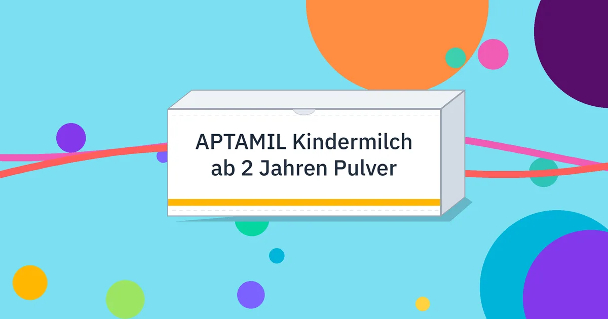 Symbolbild: Packung mit der Aufschrift APTAMIL Kindermilch ab 2 Jahren Pulver (PZN 16396394) – Verfügbarkeit und Bezug in Apotheken in Frankfurt am Main