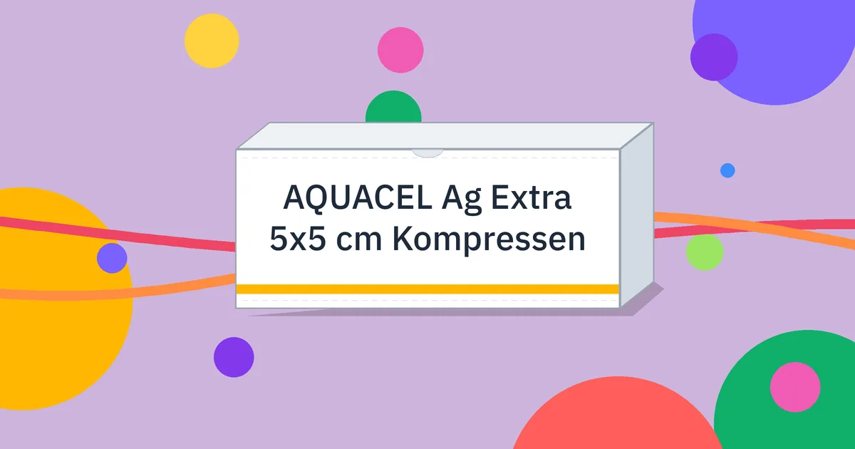 Symbolbild: Packung mit der Aufschrift AQUACEL Ag Extra 5x5 cm Kompressen (PZN 10914936) – Verfügbarkeit und Bezug in Apotheken in Frankfurt am Main