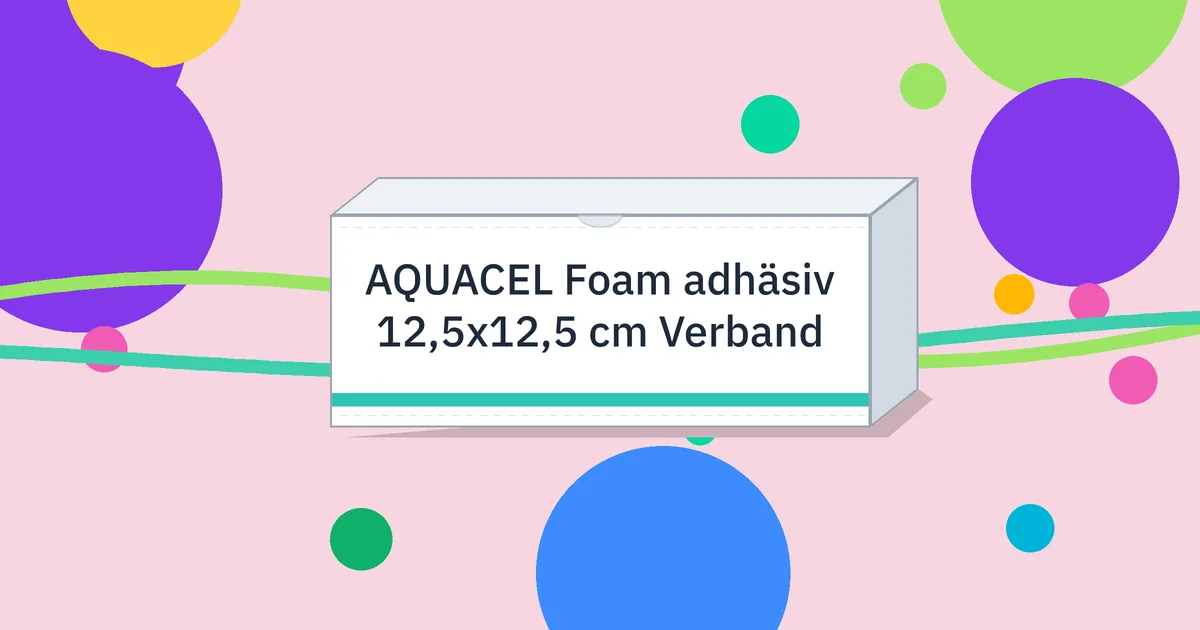 Symbolbild: Packung mit der Aufschrift AQUACEL Foam adhäsiv 12,5x12,5 cm Verband (PZN 11381206) – Verfügbarkeit und Bezug in Apotheken in Frankfurt am Main