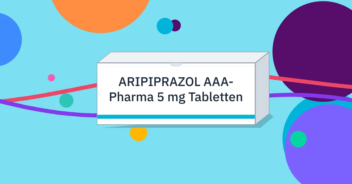 Symbolbild: Packung mit der Aufschrift ARIPIPRAZOL AAA-Pharma 5 mg Tabletten (PZN 18300145) – Verfügbarkeit und Bezug in Apotheken in Frankfurt am Main