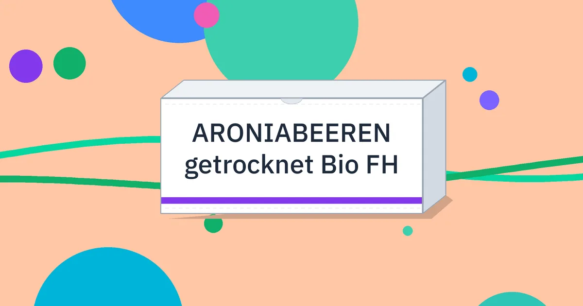 Symbolbild: Packung mit der Aufschrift ARONIABEEREN getrocknet Bio FH (PZN 13724159) – Verfügbarkeit und Bezug in Apotheken in Frankfurt am Main