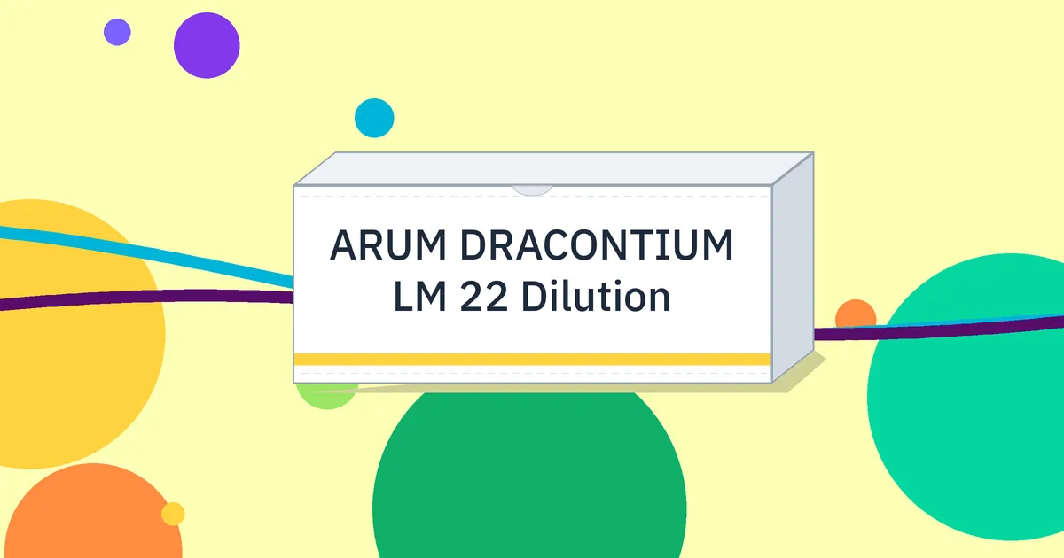Symbolbild: Packung mit der Aufschrift ARUM DRACONTIUM LM 22 Dilution (PZN 13395394) – Verfügbarkeit und Bezug in Apotheken in Frankfurt am Main