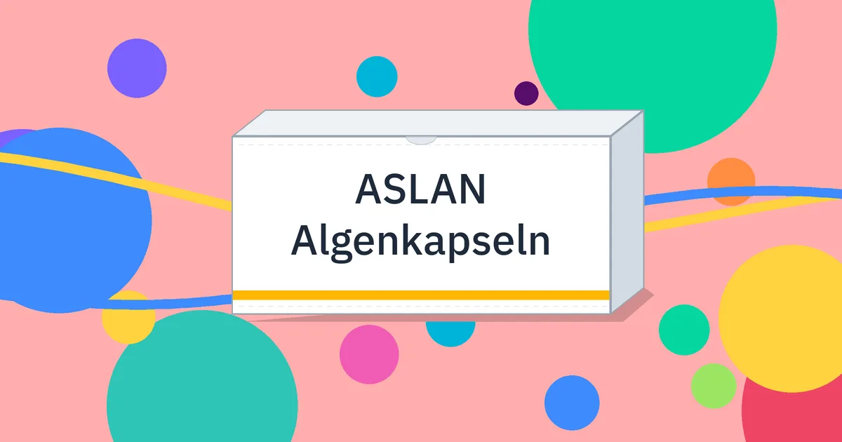 Symbolbild: Packung mit der Aufschrift ASLAN Algenkapseln (PZN 12423059) – Verfügbarkeit und Bezug in Apotheken in Frankfurt am Main