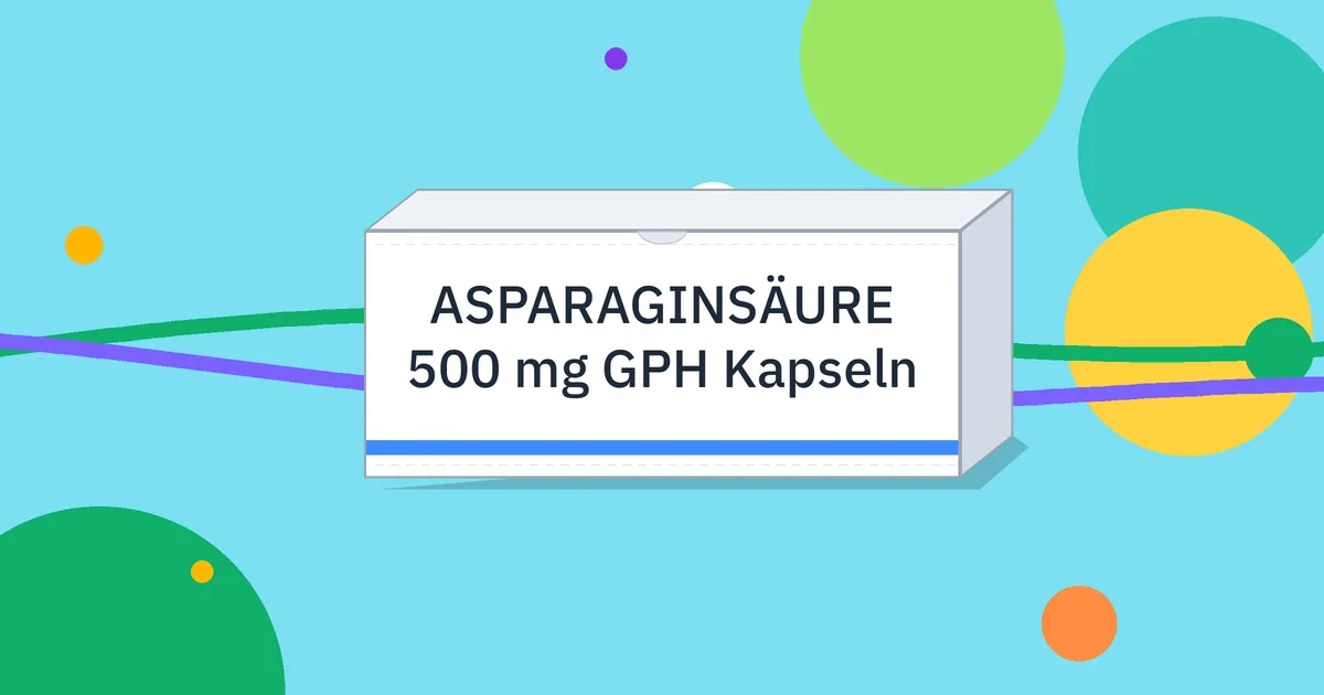 Symbolbild: Packung mit der Aufschrift ASPARAGINSÄURE 500 mg GPH Kapseln (PZN 00127864) – Verfügbarkeit und Bezug in Apotheken in Frankfurt am Main