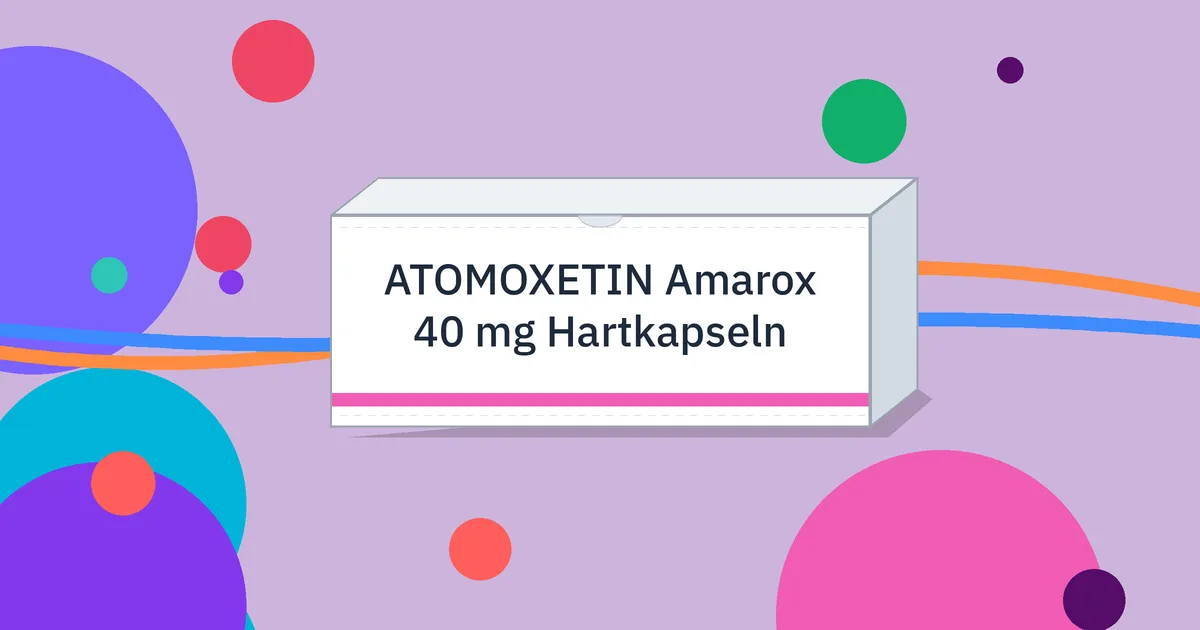 Symbolbild: Packung mit der Aufschrift ATOMOXETIN Amarox 40 mg Hartkapseln (PZN 19178634) – Verfügbarkeit und Bezug in Apotheken in Frankfurt am Main