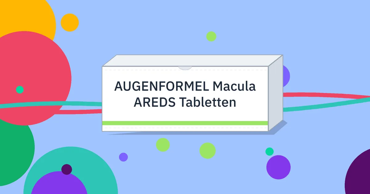 Symbolbild: Packung mit der Aufschrift AUGENFORMEL Macula AREDS Tabletten (PZN 17890966) – Verfügbarkeit und Bezug in Apotheken in Frankfurt am Main