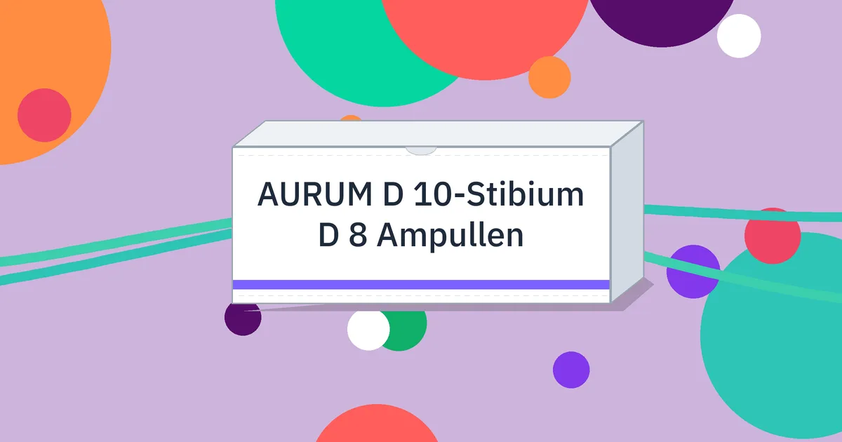 Symbolbild: Packung mit der Aufschrift AURUM D 10-Stibium D 8 Ampullen (PZN 01619173) – Verfügbarkeit und Bezug in Apotheken in Frankfurt am Main
