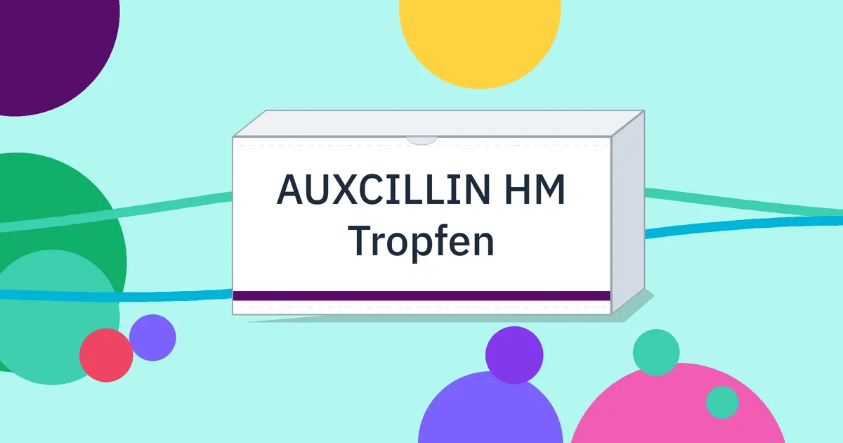 Symbolbild: Packung mit der Aufschrift AUXCILLIN HM Tropfen (PZN 02749825) – Verfügbarkeit und Bezug in Apotheken in Frankfurt am Main