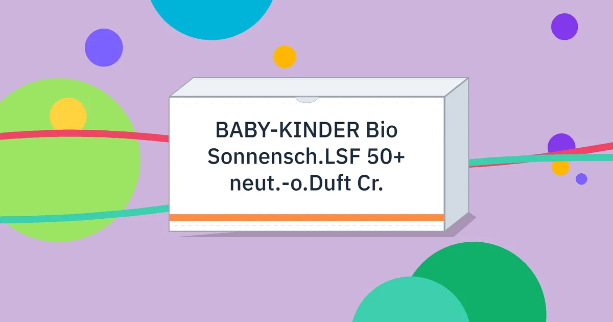 Symbolbild: Packung mit der Aufschrift BABY-KINDER Bio Sonnensch.LSF 50+ neut.-o.Duft Cr. (PZN 10994361) – Verfügbarkeit und Bezug in Apotheken in Frankfurt am Main