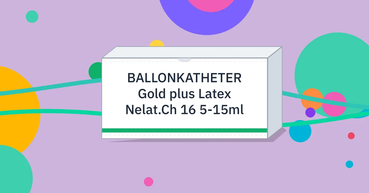 Symbolbild: Packung mit der Aufschrift BALLONKATHETER Gold plus Latex Nelat.Ch 16 5-15ml (PZN 04903555) – Verfügbarkeit und Bezug in Apotheken in Frankfurt am Main