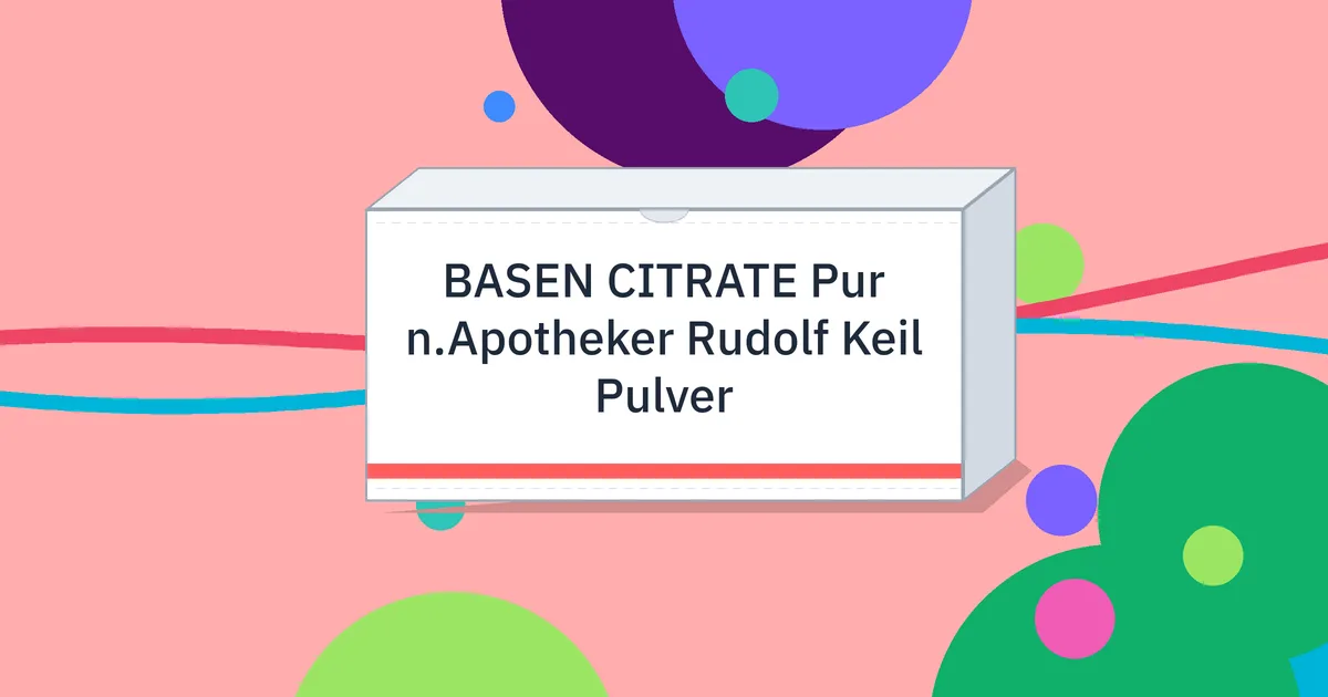 Symbolbild: Packung mit der Aufschrift BASEN CITRATE Pur n.Apotheker Rudolf Keil Pulver (PZN 11886159) – Verfügbarkeit und Bezug in Apotheken in Frankfurt am Main