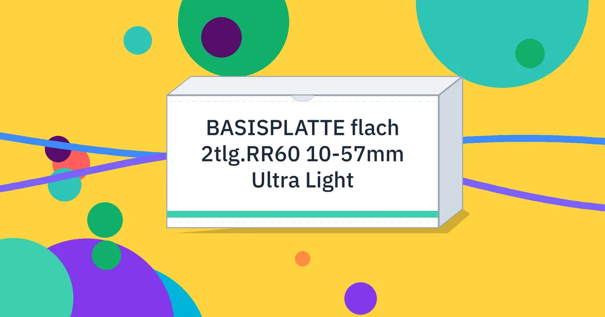 Symbolbild: Packung mit der Aufschrift BASISPLATTE flach 2tlg.RR60 10-57mm Ultra Light (PZN 11303376) – Verfügbarkeit und Bezug in Apotheken in Frankfurt am Main