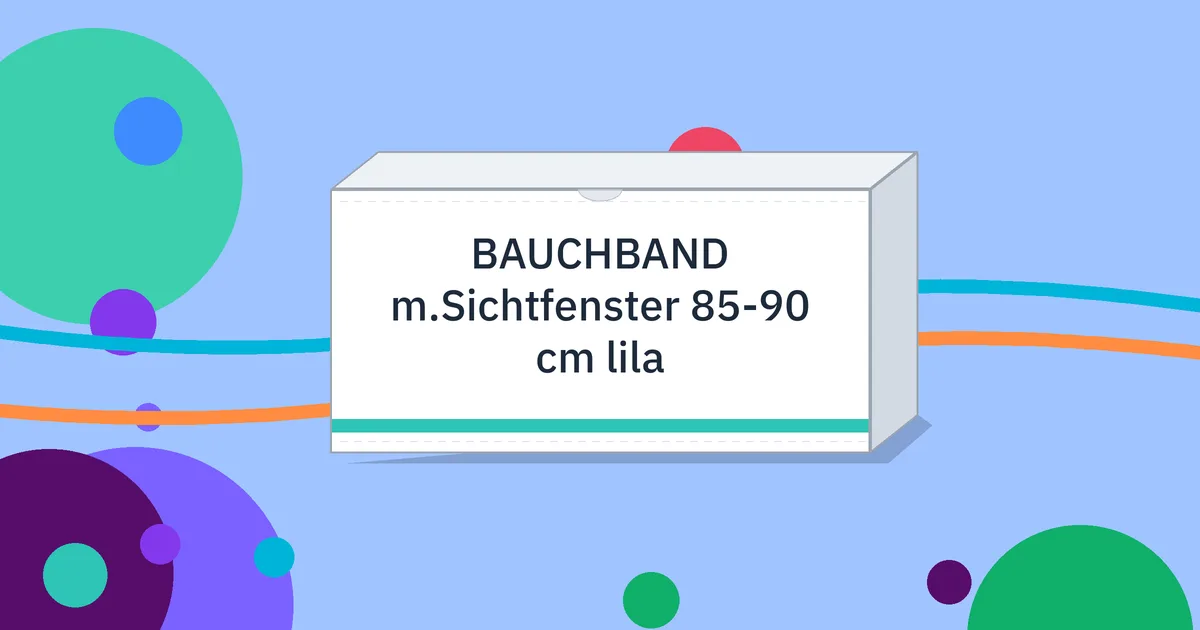 Symbolbild: Packung mit der Aufschrift BAUCHBAND m.Sichtfenster 85-90 cm lila (PZN 12904250) – Verfügbarkeit und Bezug in Apotheken in Frankfurt am Main